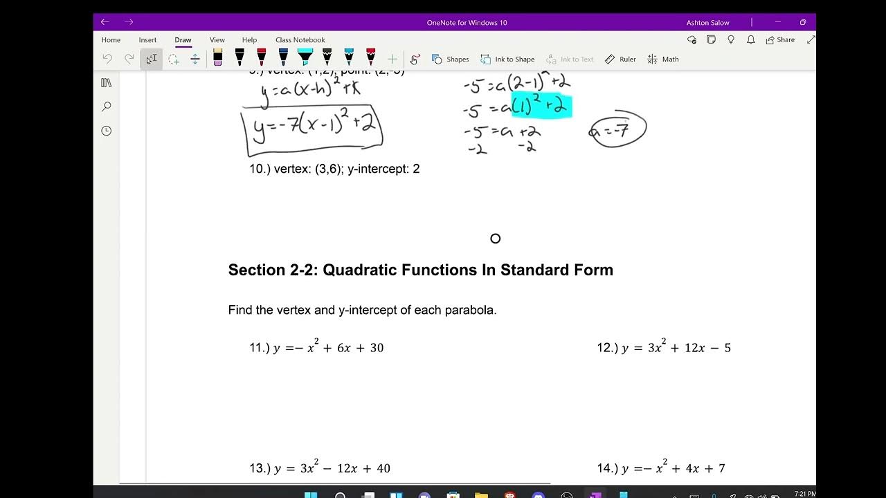 Algebra II Topic 2 Review pages 1 and 2 - YouTube