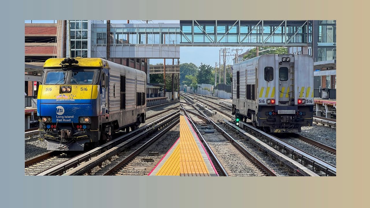 RARE: LIRR DM30AC 516 comes lite through Mineola! - YouTube