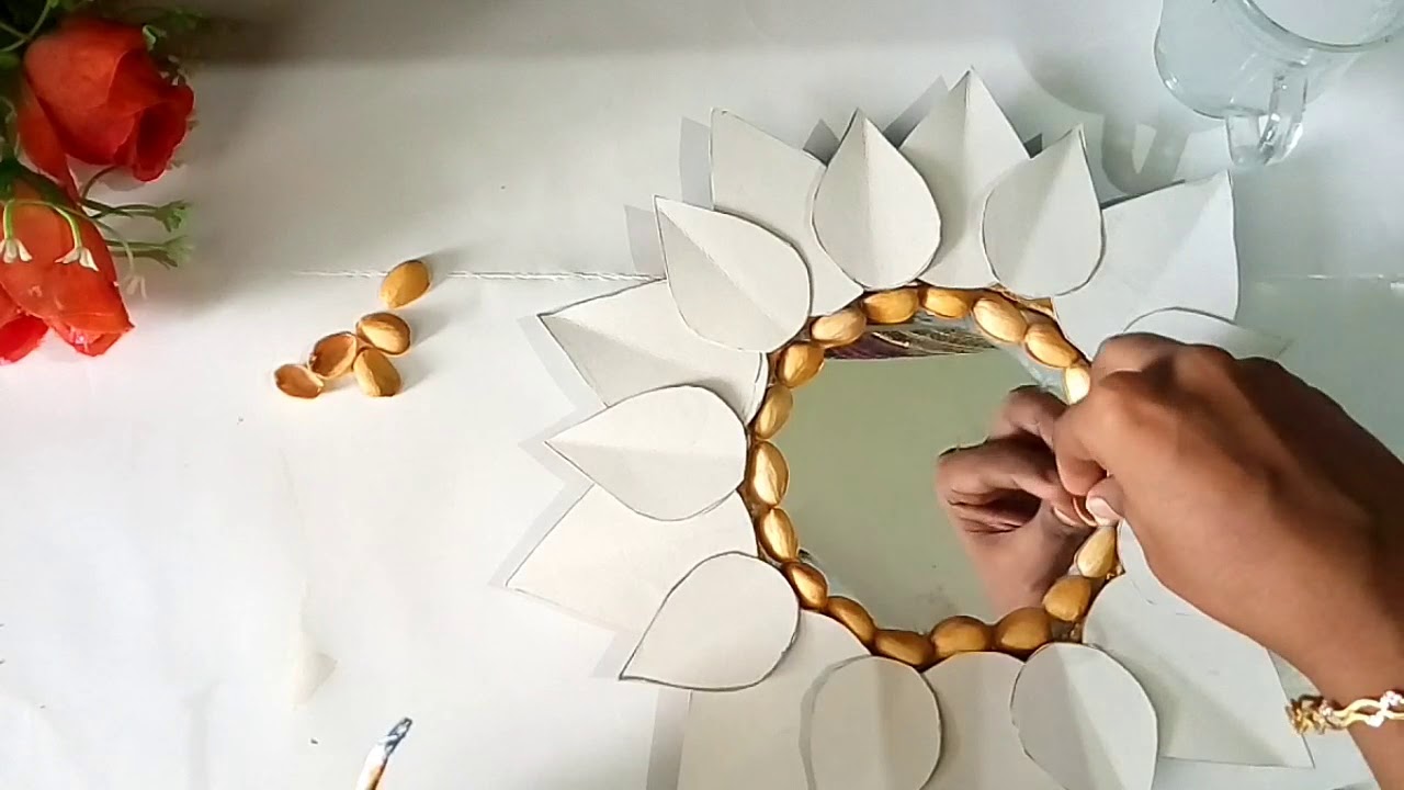 Mirror decor idea/ old mirror reuse idea/ Simple craft from waste ...