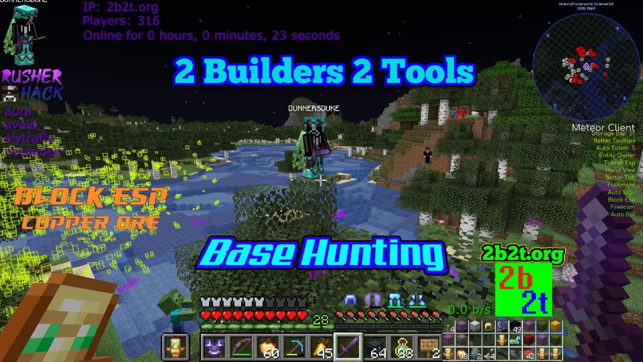 Minecraft 2b2t Anarchy Server. Base Hunting on 2 Builders 2 Tools using ...