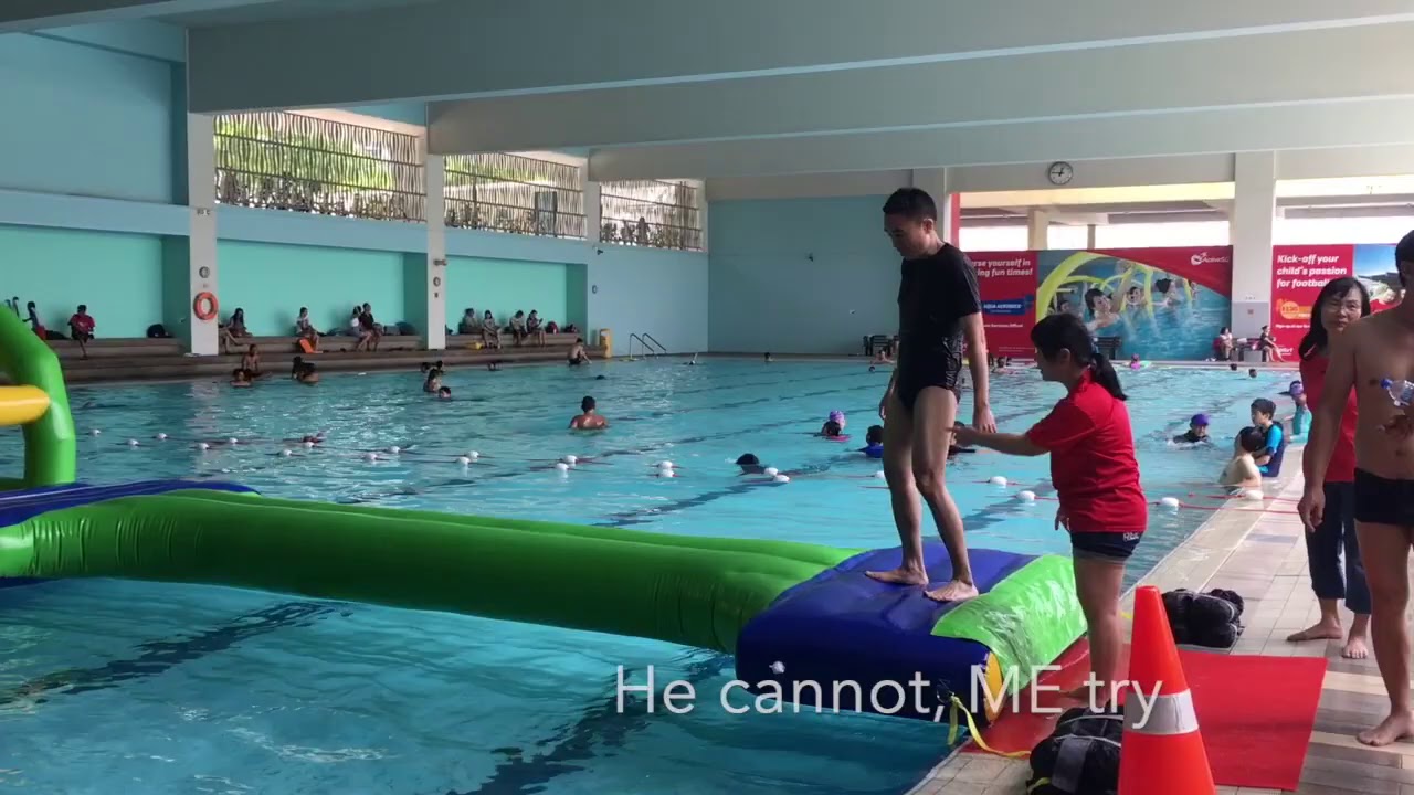 Water Obstacle Course @ ActiveSG Swimming Pool | Carnival Wiz - YouTube
