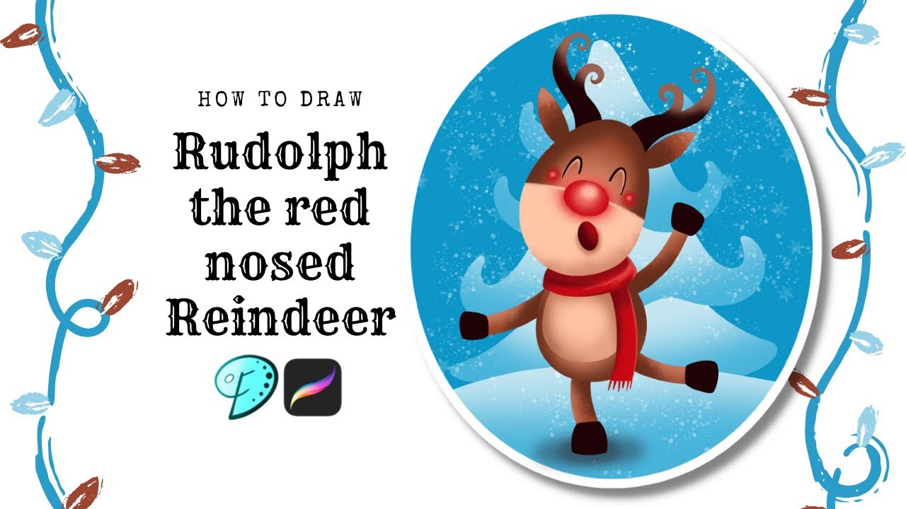 ️🦌How to draw Rudolph the red nosed Reindeer on Procreate🦌 ️ - YouTube