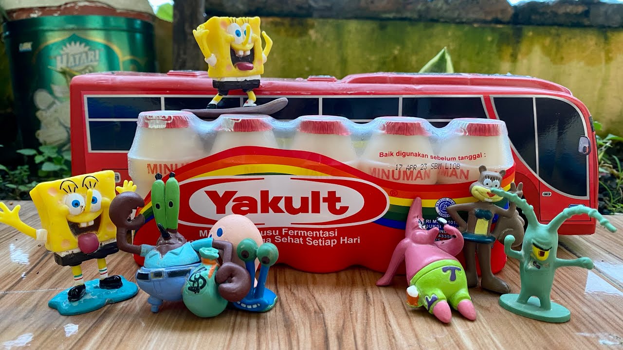 Drama spongebob berjualan minuman susu bareng tayo dan teman-temannya ...