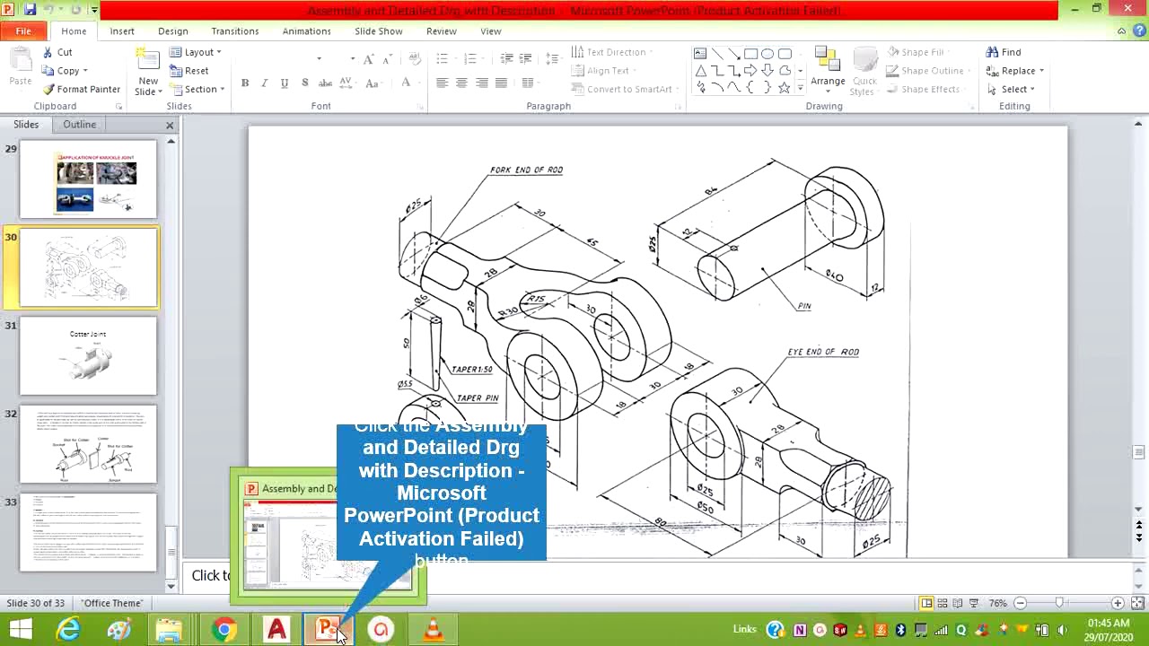 Knuckle Joint Assembly Autocad 2D design - YouTube