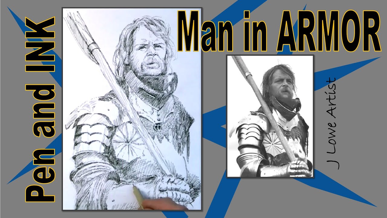 How to Draw Man in Armor with INK - YouTube