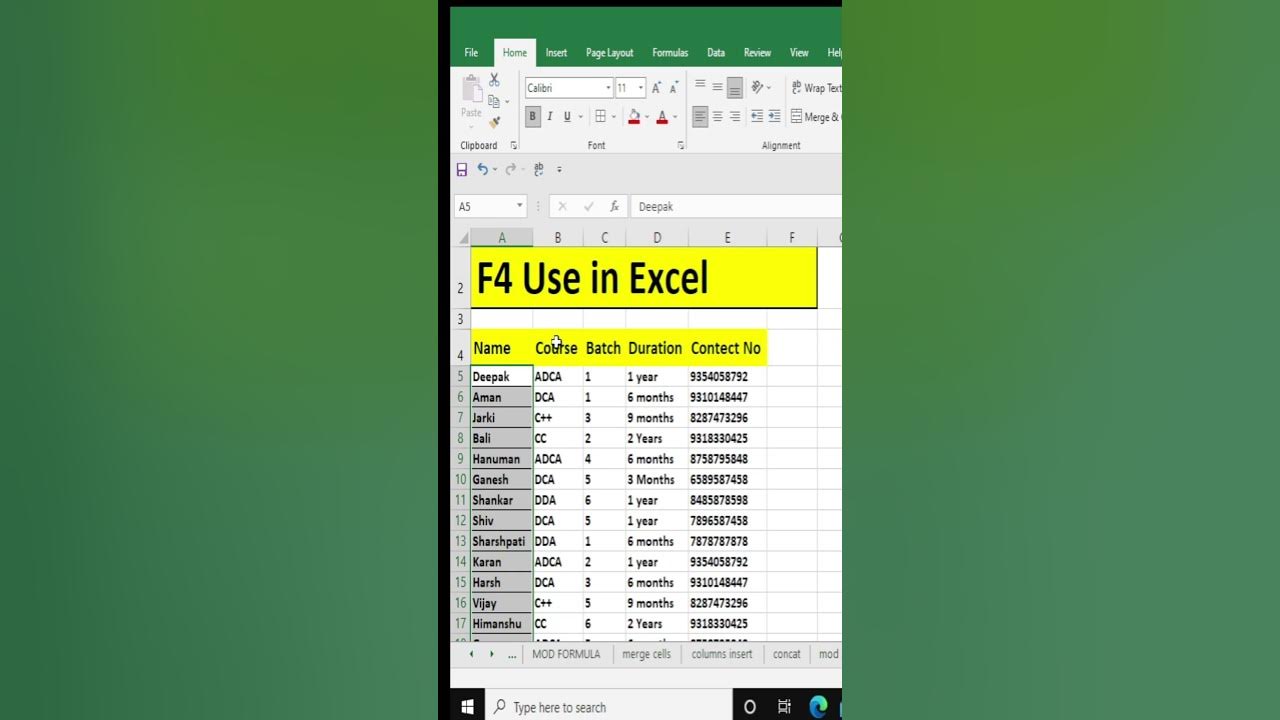 Excel me F4 ka use kaise kare // Excel me F4 function // F4 formula in excel // Learning Master ...