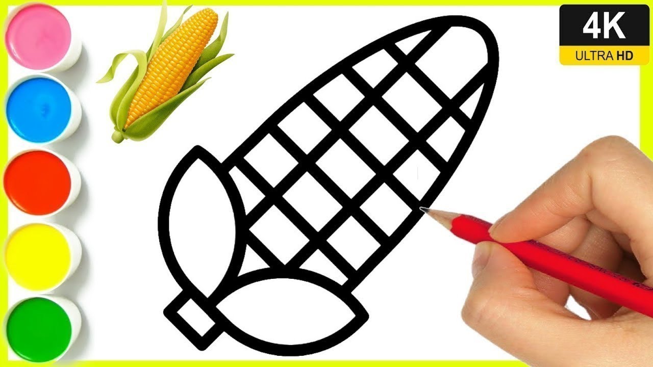 how to make corn drawing and colour step by step - YouTube