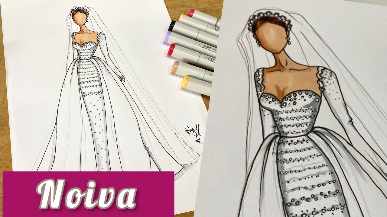 Desenho de vestido de noiva - YouTube