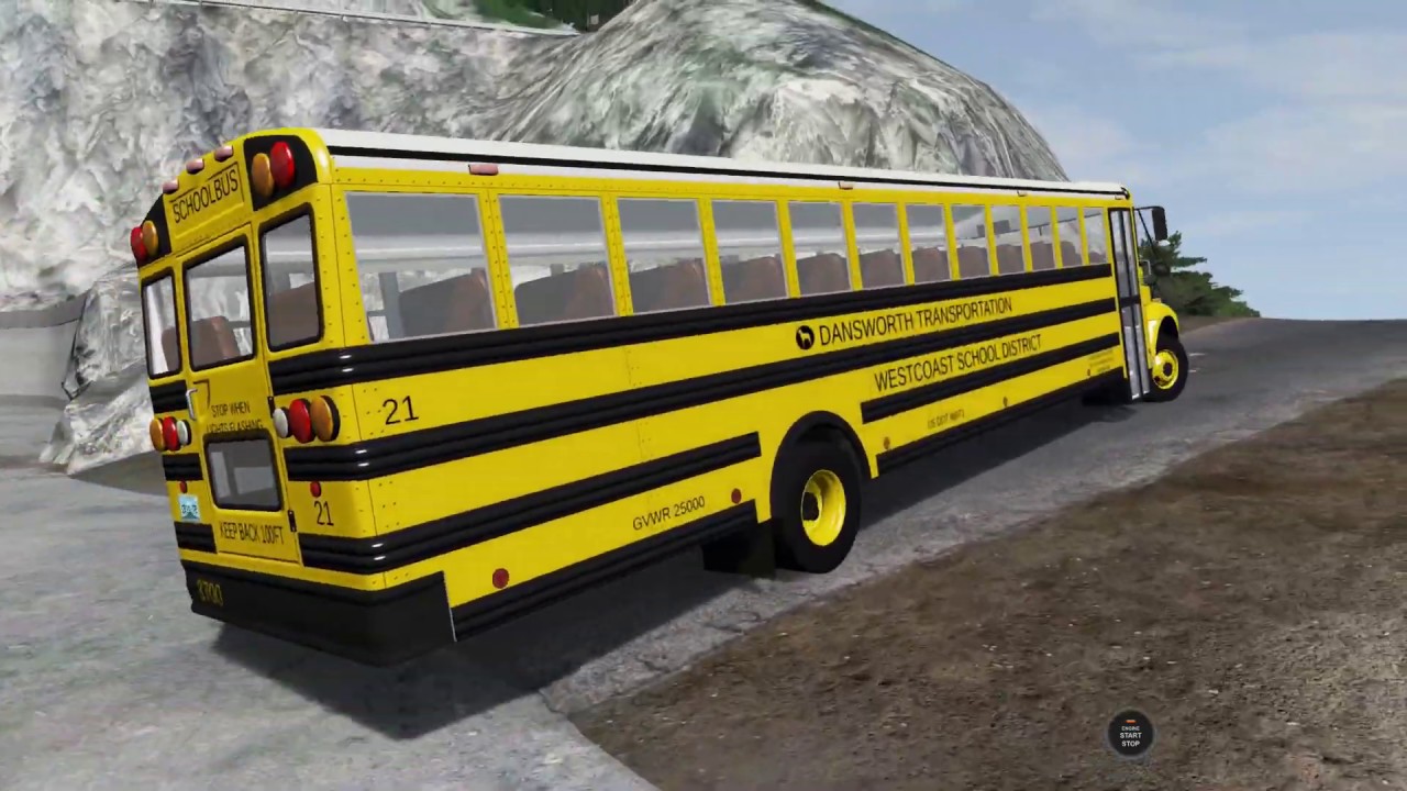 BeamNG Drive - C1500 School Bus on the Cliff Roads Map - YouTube