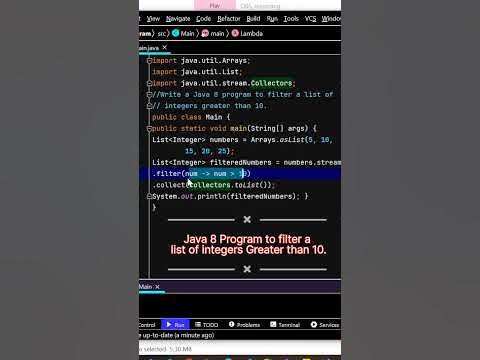 Java 8 program to filter a list of integers greater than 10 | Interview Questions#1 #shorts ...