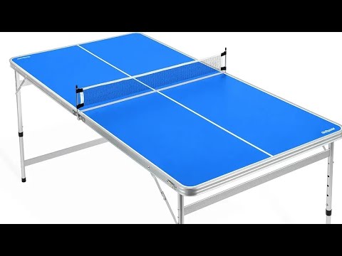 GoSports 6 x 3 ft Mid-Size Table Tennis Table Set with Adjustable ...