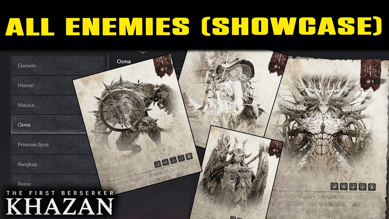 ALL ENEMIES & BOSSES Showcase First Berserker Khazan | Secret & Hidden ...