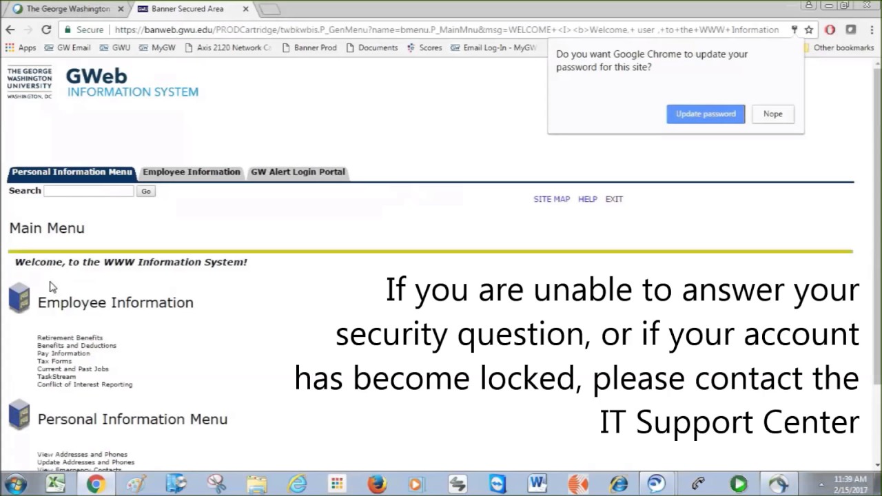 How to Reset Your GWeb Information System PIN - YouTube