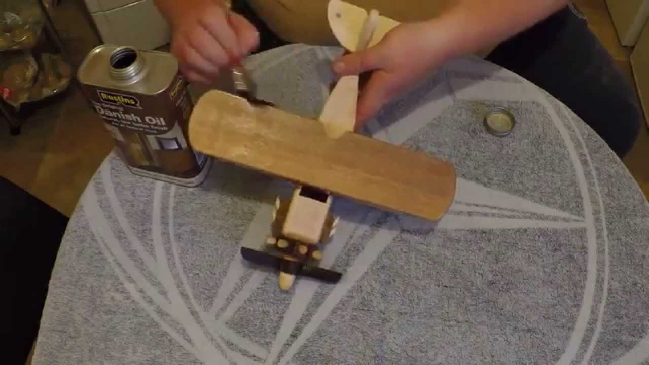 making a wooden toy biplane - YouTube