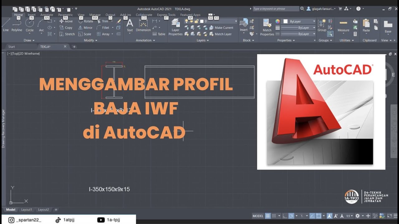 [TUTORIAL AutoCAD] MEMBUAT PROFIL BAJA WF (WIDE FLANGE) - YouTube