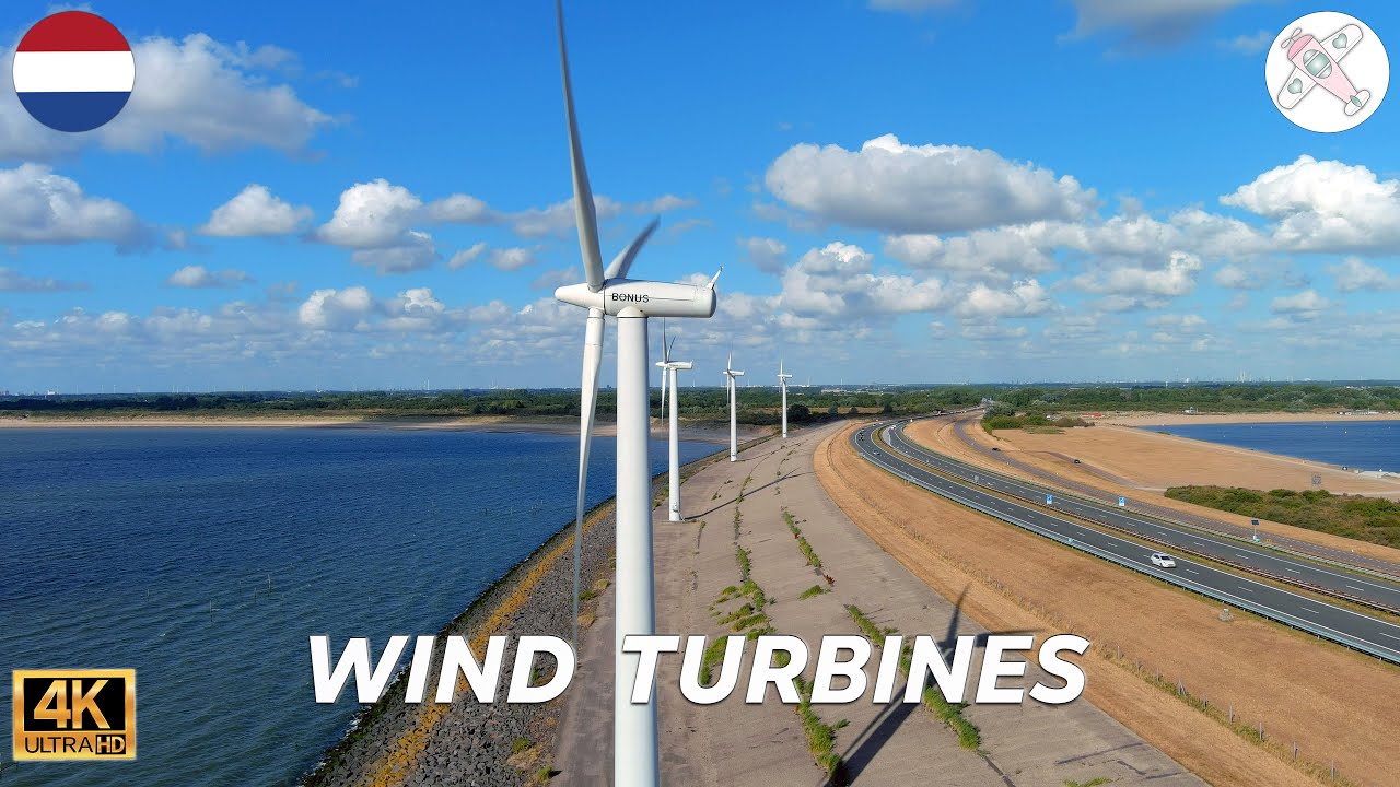 WIND TURBINES IN THE NETHERLANDS. Harnessing the Wind: Magnificent 4K Aerial Views of Dutch ...