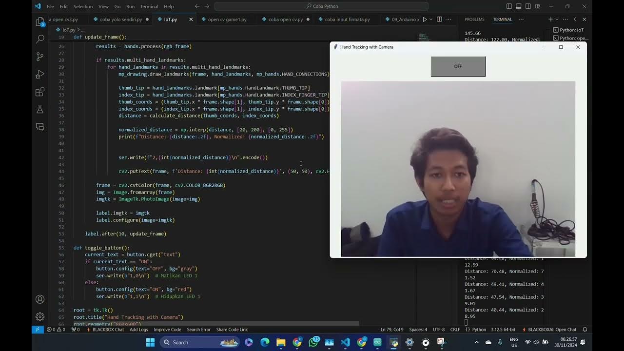 Kontrol Led menggunakan Tkinter dan OpenCV berbasis Arduino dan Python - YouTube
