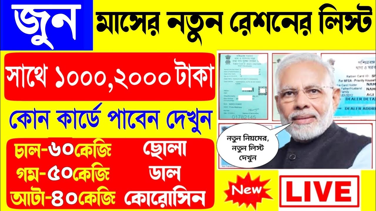 June Month Ration List With 2000 Rupees Transfer | Free Ration List ...