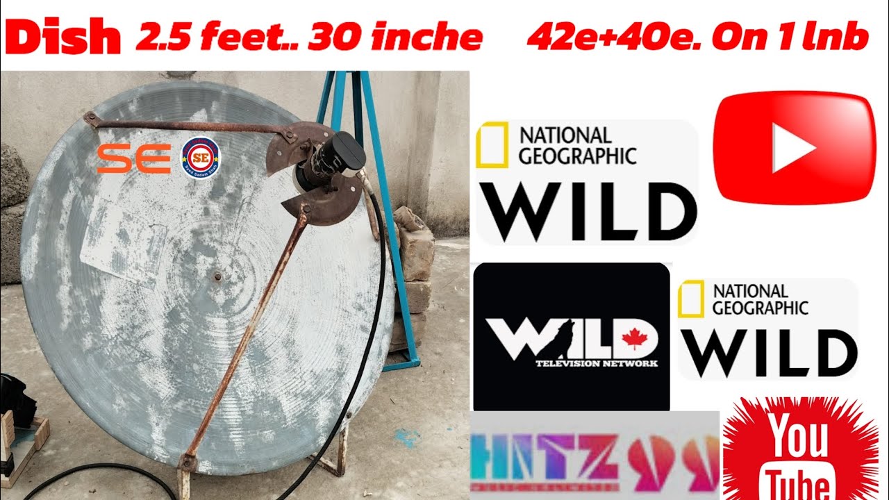 40e & 42e On 1 lnb Dish 30 inche Geo wild. Hitz All Ok - YouTube