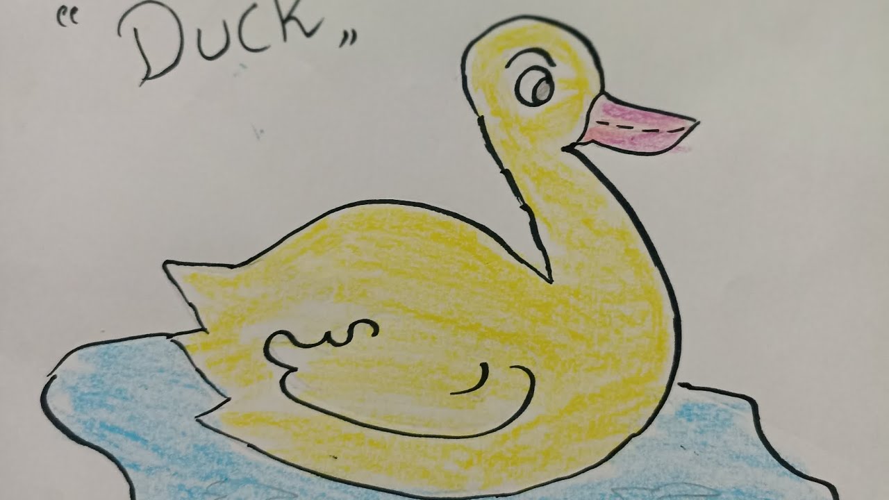 Duck in water ..easy way to draw and colour with crayon...🤗🤗having fun ...