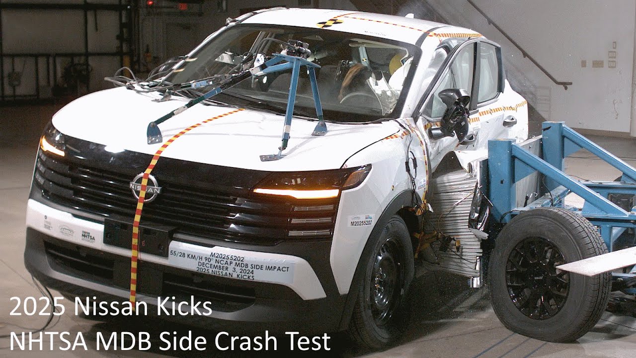 2025 Nissan Kicks NHTSA MDB Side Crash Test - YouTube