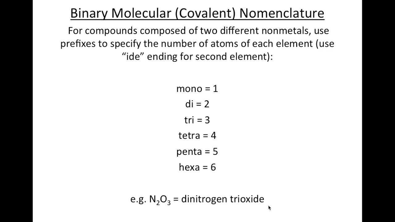 Binary Molecular Compounds Prefixes Topic Naming Compounds | ShowMe