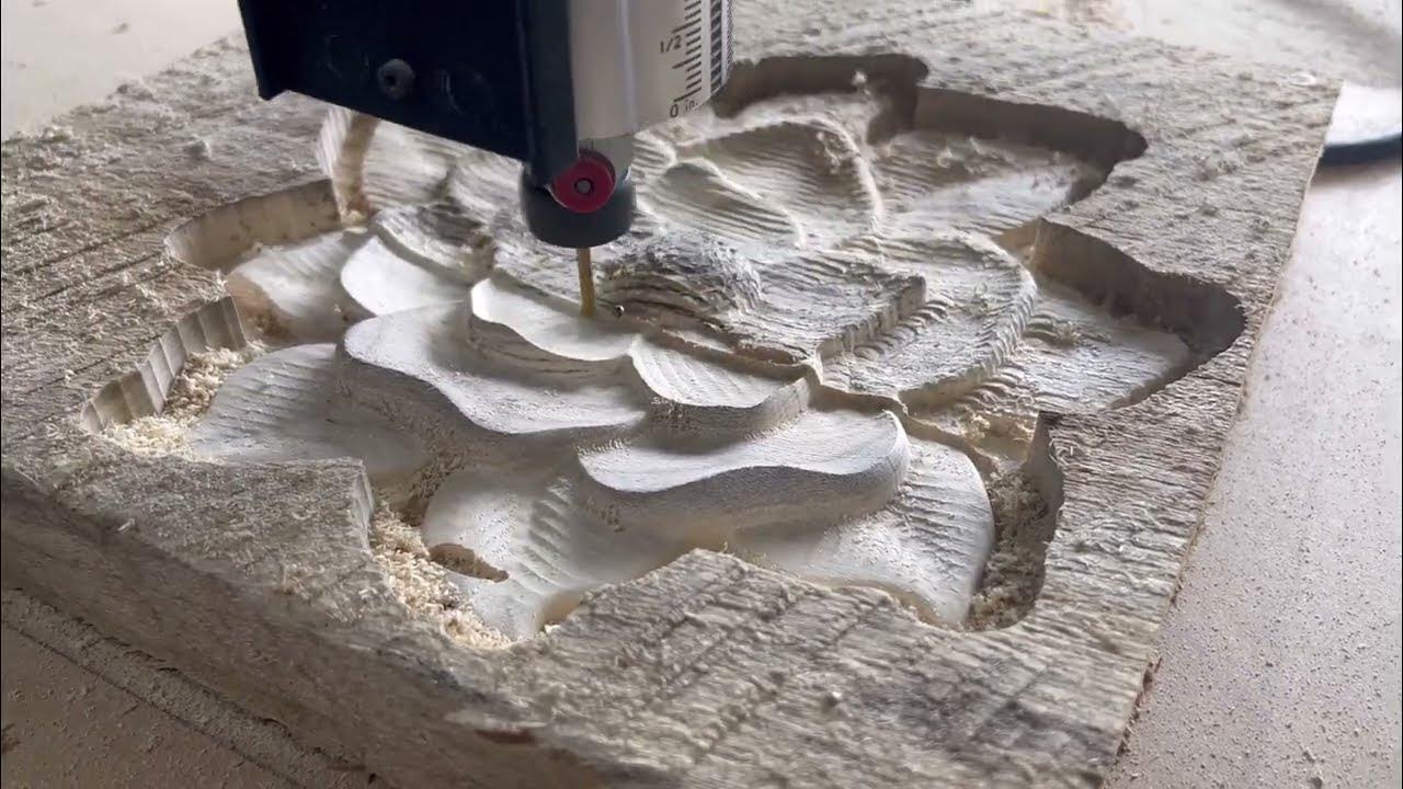 ⚙️ Using the Onefinity Woodworker to carve VCarve Pro's "Magnolia" 3D file - YouTube