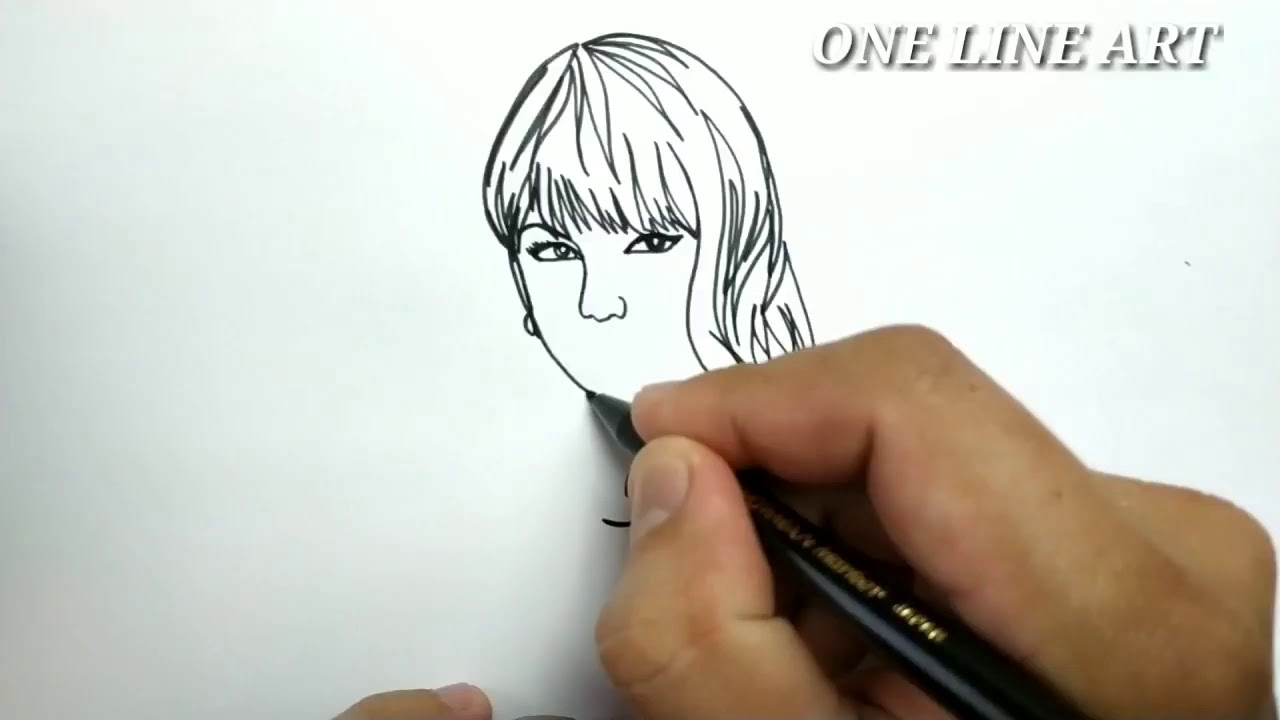 VERY EASY , one line drawing taylor swift / how to draw in one line ...
