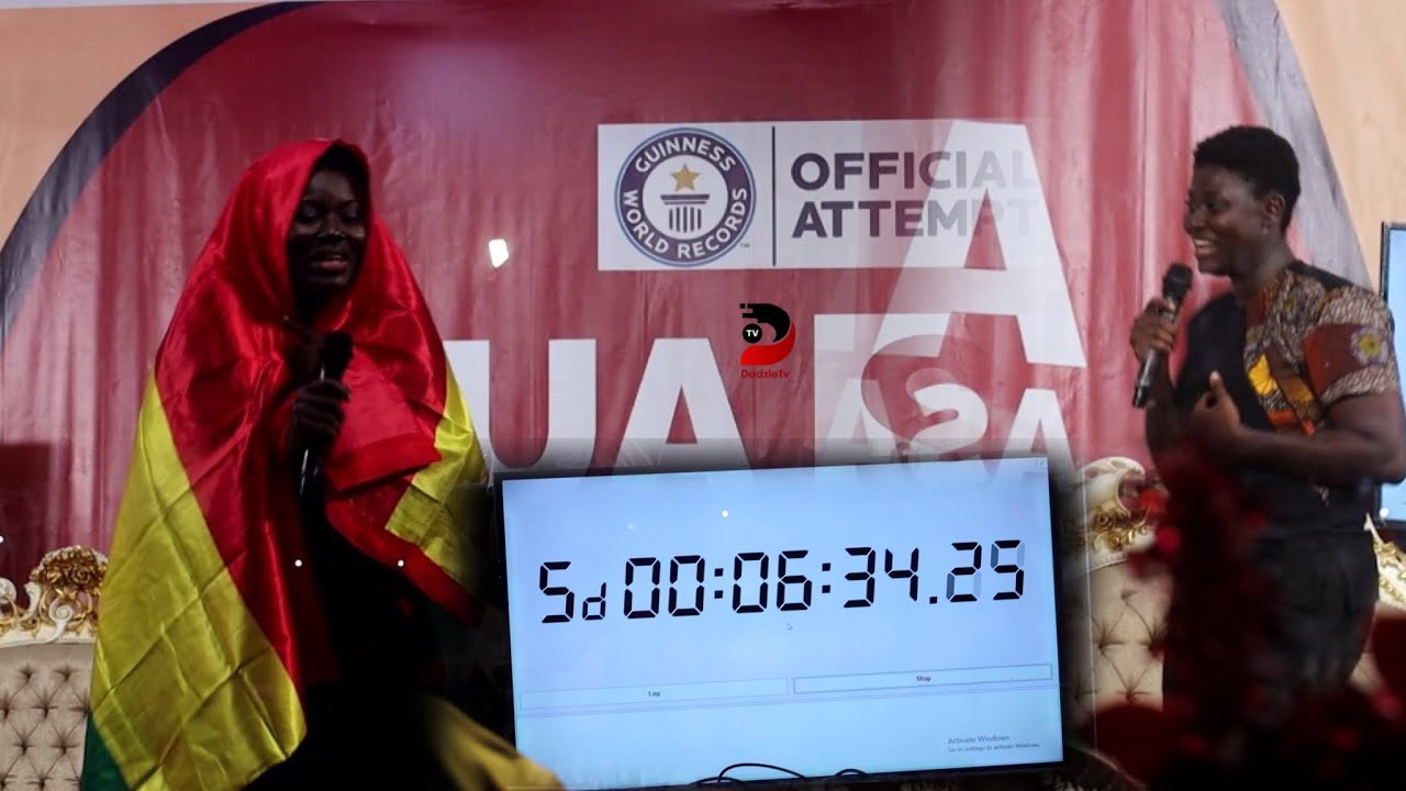 Watch the moment Afua Asantewaa Singathon reached her target 120 hours ...