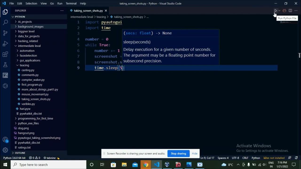 Taking Screenshots Using Python Without Stopping Pyautogui Youtube