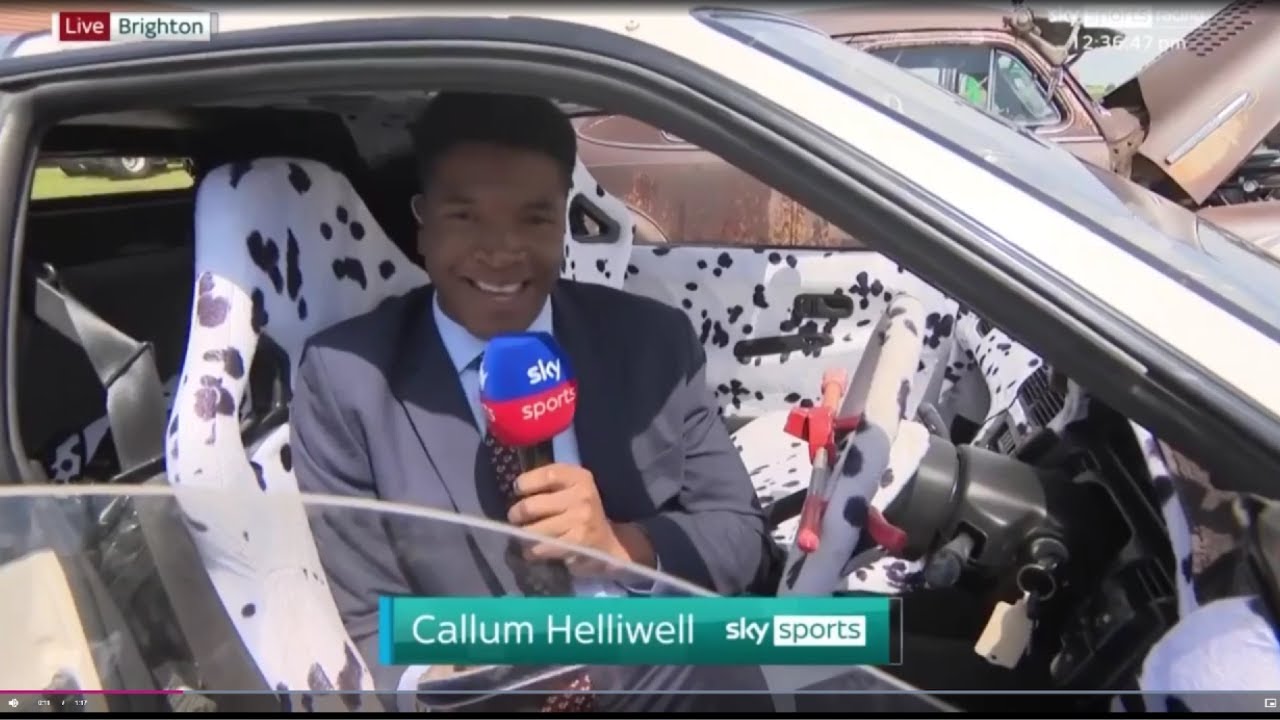 Sky Sports TV Presenter Callum Helliwell Reporting from the Mitsuoka Le Seyde! - YouTube