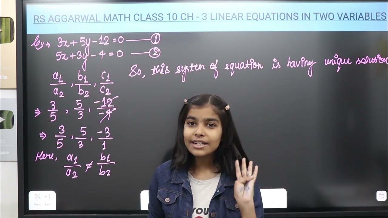 Linear equations in two variables Intro Part 2 - Ch - 3 | RS Aggarwal Math class 10 | RN Glory ...