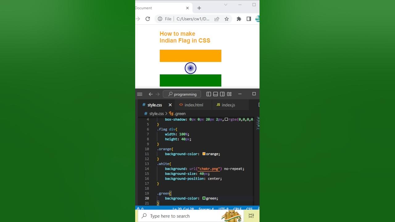 How to make Indian National Flag in CSS #shorts #youtube #republicday #viral #indianflag #css # ...
