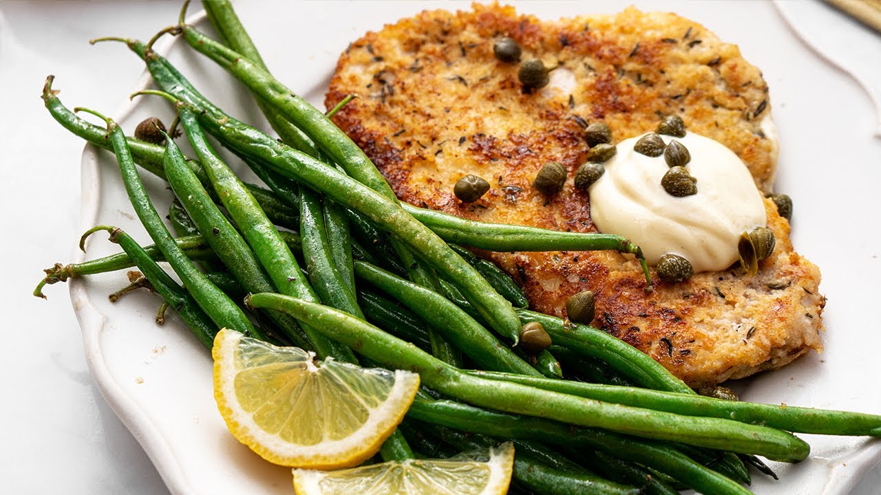 Keto Schnitzel with Green Beans [Thin & Crispy] - YouTube
