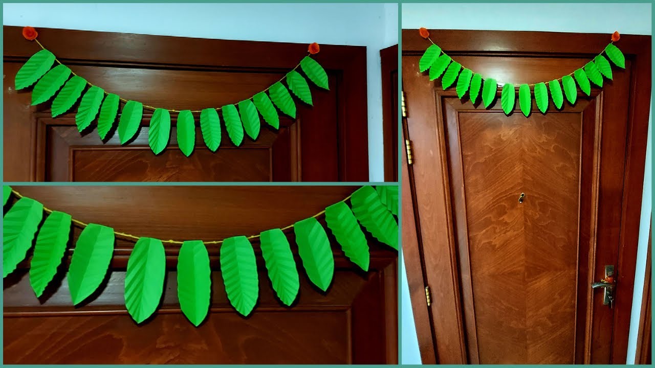 How to make Paper Leaf Thoran / Thoranam #decoration #trending # ...