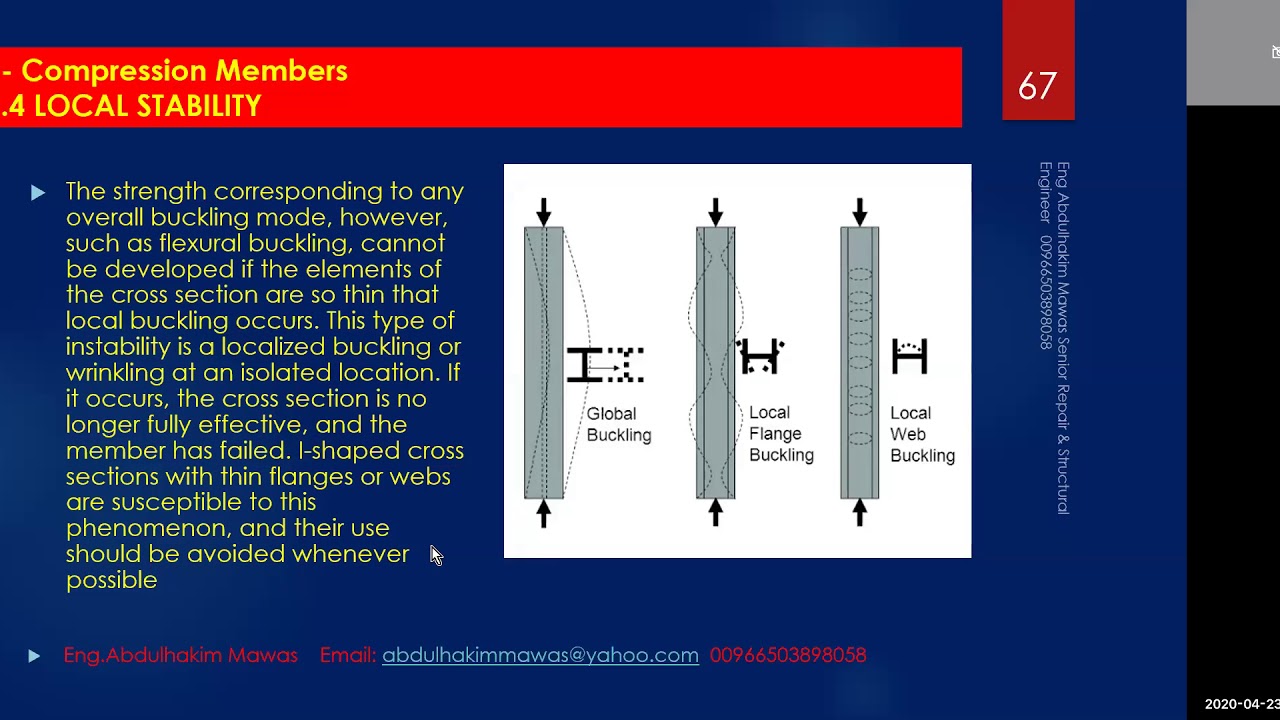Steel Design Lect. 3-part 2 member subjected to axial compression - YouTube