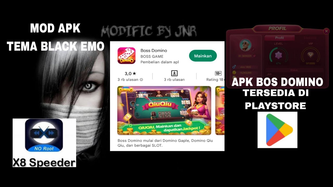 Boss domino dengan x8 speeder vip tema black emo - YouTube