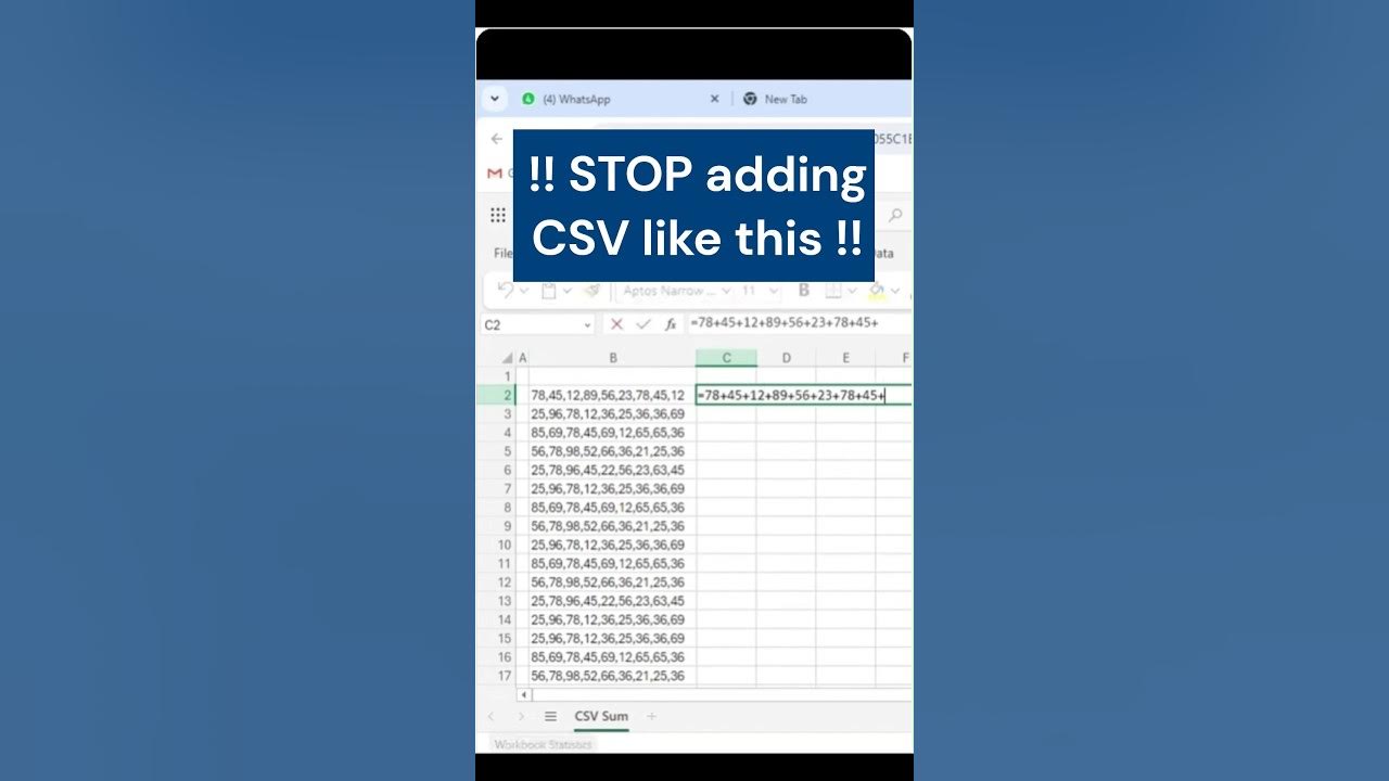CSV file sum #shorts #excel #exceltips - YouTube
