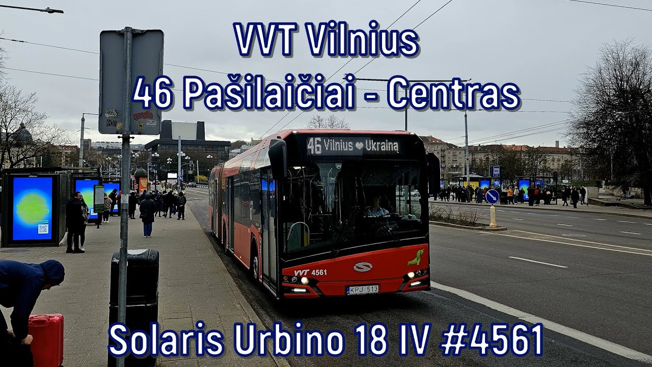 VVT Vilnius - linija 46, Solaris Urbino 18 IV #4561 - YouTube