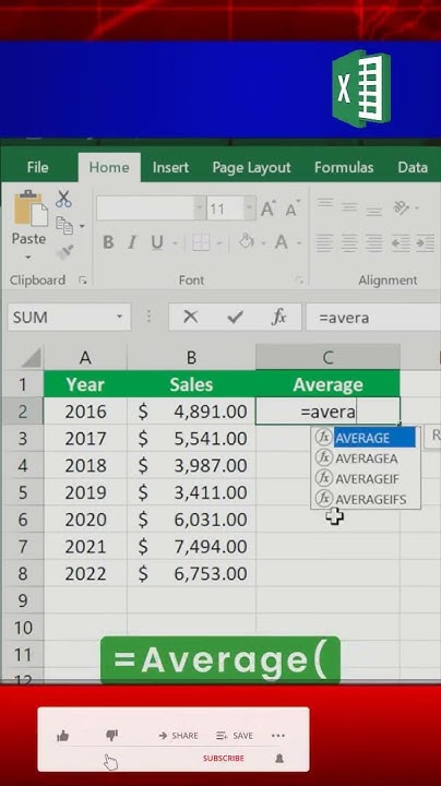How to Calculate Average in MS Excel #excel #average #function #youtubeshorts #shorts - YouTube