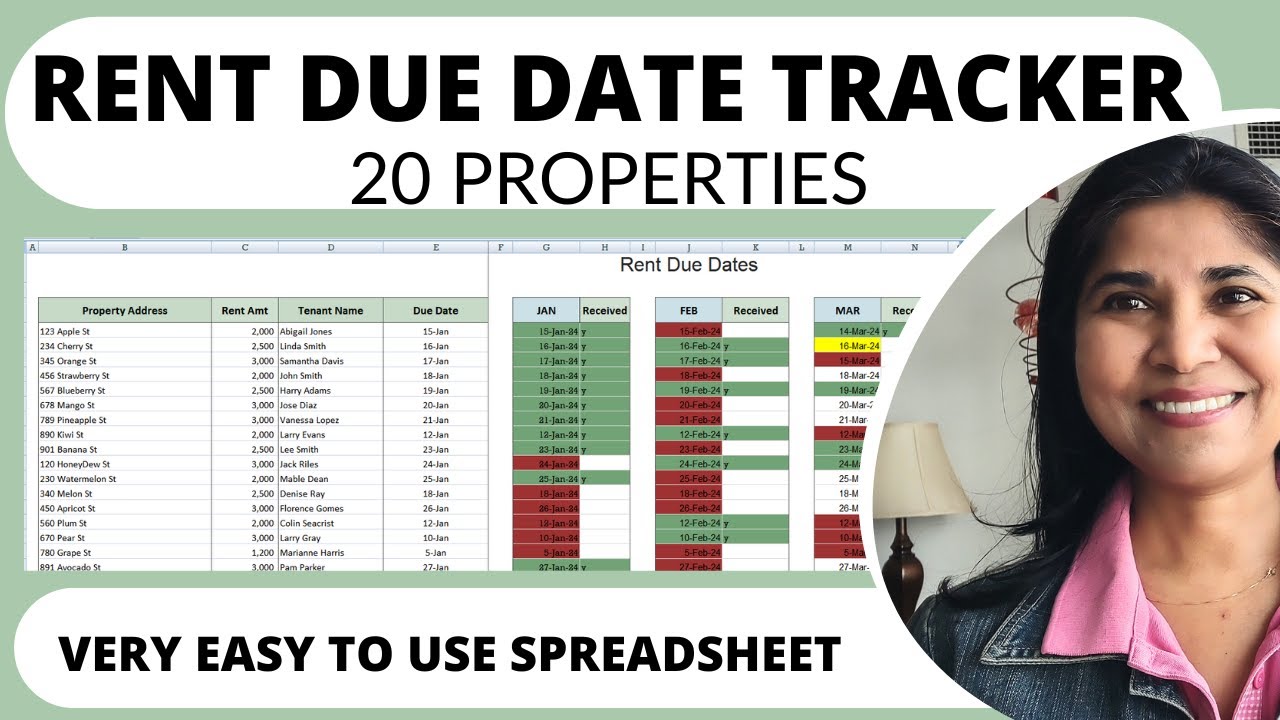 Rent Due Date Tracker | Monthly Tenant Payment Automatic Reminder ...