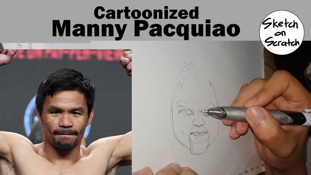 Manny Pacquiao Cartoonized Sketch - YouTube