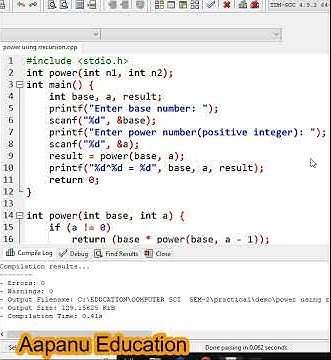 calculate the power using recursion in c program #shorts #recursion #power #clanguage #cprogram ...