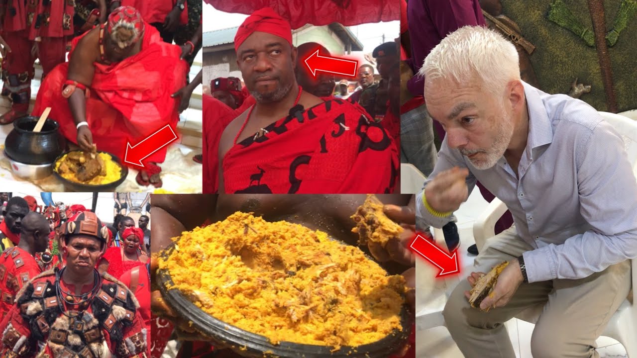 Ga Mantse Eat Kpekple with British White man at Homowo Colourful ...