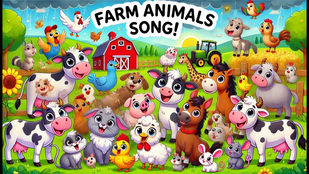 Farm Animal Sounds Fun Song For Kids | A Clucking, Mooing, Honking ...