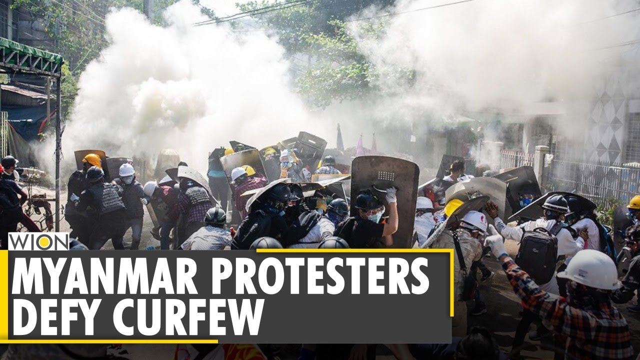 Myanmar's anti-coup protesters break curfew after Police trap 200 ...