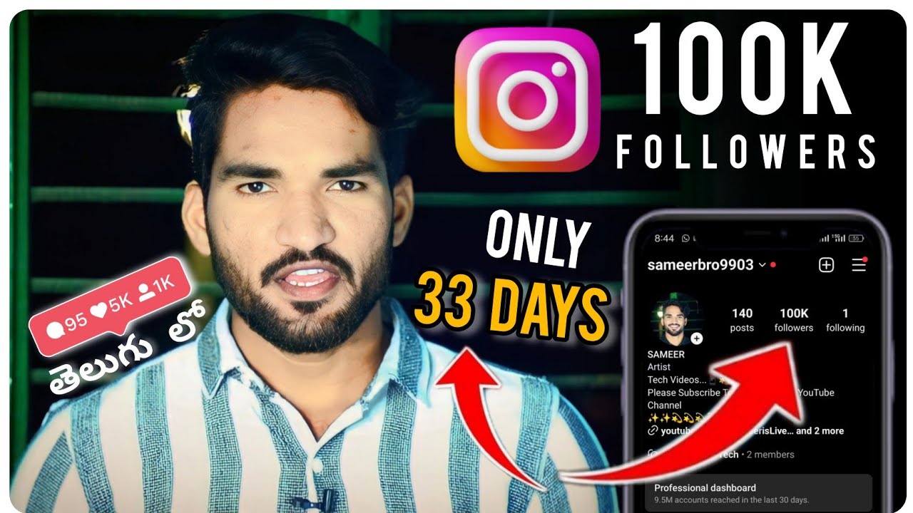 33 Days 100k Followers in Instagram || Sameer Bro 9903 || how to viral Instagram in Telugu 2024 ...