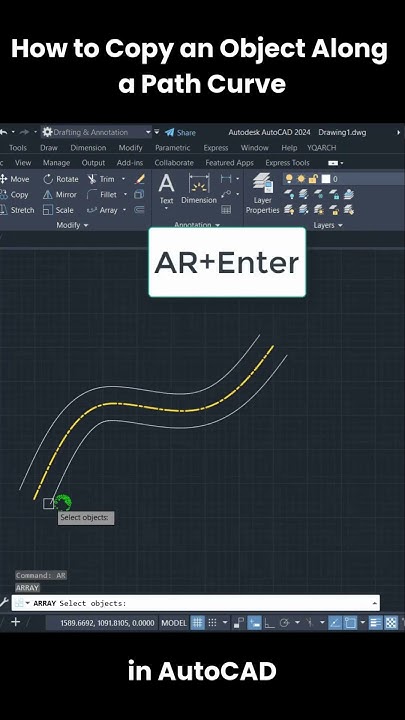 How to Copy an Object Along a Path Curve in AutoCAD | AutoCAD Tips and Tricks - YouTube