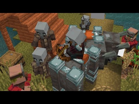 Minecraft War 3 EP 29(Season 6):Villagers VS Pillagers Raid in Village ...