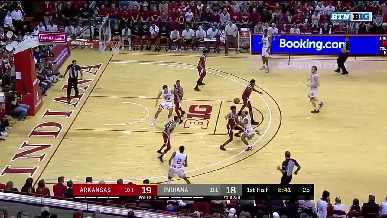 First Half Highlights: Arkansas at Indiana | B1G Basketball - YouTube